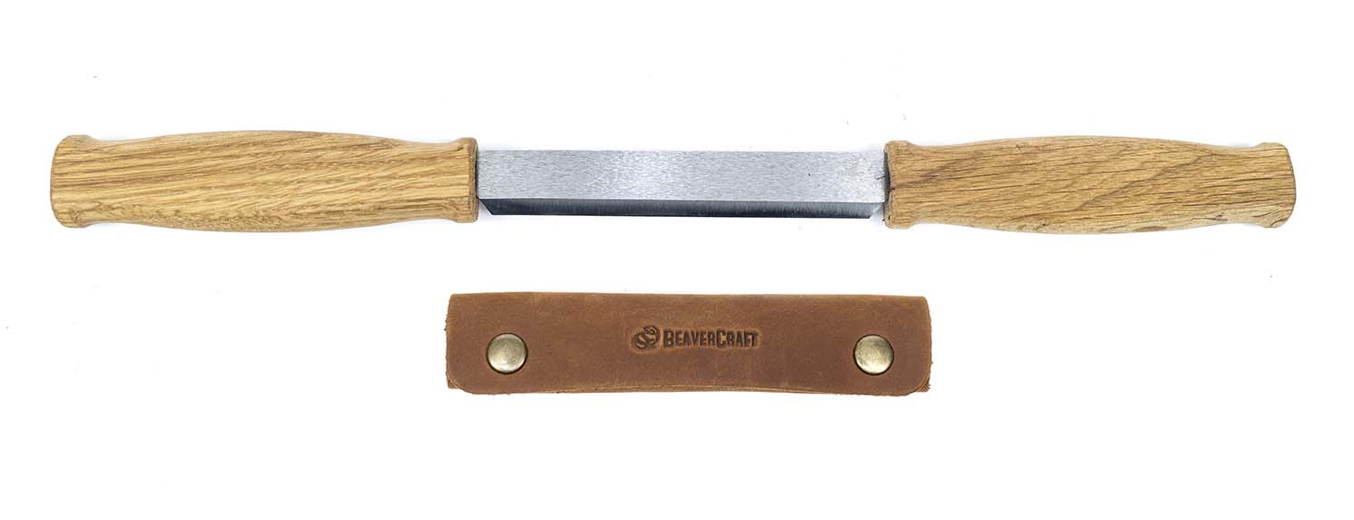 Draw Knife with Oak Handle and Sheath