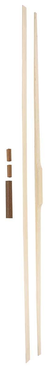 72" Hickory backed Hickory Kit with Riser block and tip overlays